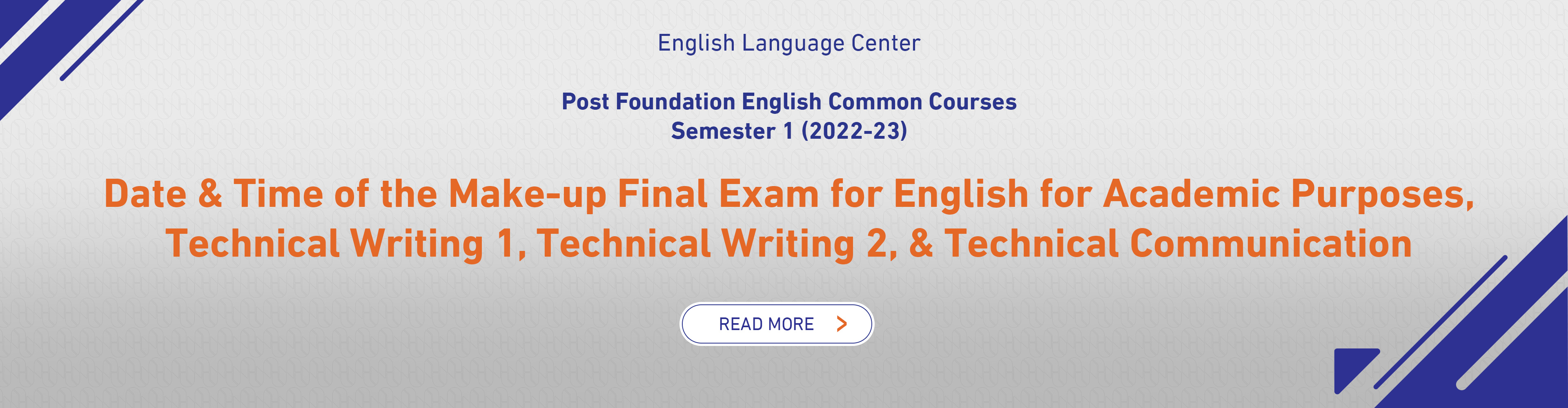Date & Time of the Make-up Final Exam for English for Academic Purposes, Technical Writing 1 ...